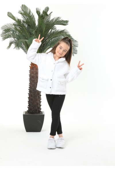 Berkokids Beyaz Welsoft Polar Çıtçıtlı Çocuk Ceket