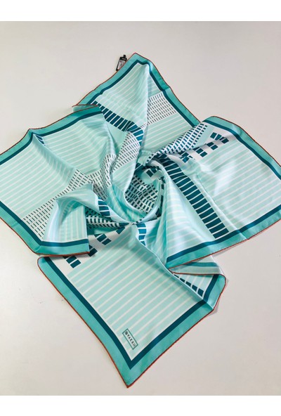Vakko Yeni Sezon Mavi-Yeşil Desenli Eşarp