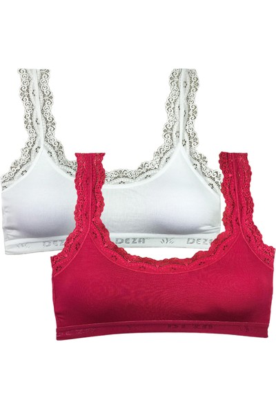 2 Adet Dantel Nakış Işlemeli Pedli Bambu Kadın Büstiyer Beyaz Bordo 2 Adet Dantel Nakış Işlemeli Pedli Bambu Kadın Büstiyer Beyaz Bordo