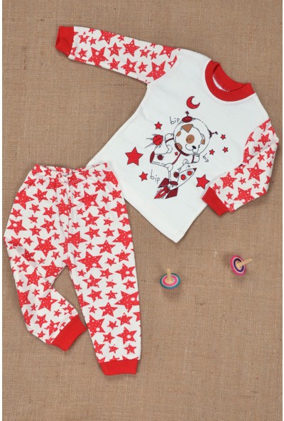 %100 Pamuk Astronot Köpek Pijama Takımı 1-3 Yaş