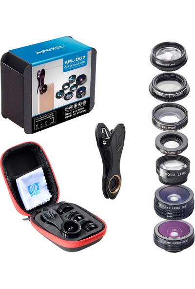 Sunlink Apexel 7 In 1 Telefon Lens Kiti Balık Gözü Süper Geniş Açılı Makro Lens Cpl Filtre Kaleydoskop ve 2x Zoom Lens Forsmartphone (Yurt Dışından) Sunlink Apexel 7 In 1 Telefon Lens Kiti Balık Gözü Süper Geniş Açılı Makro Lens Cpl Filtre Kaleydoskop ve 2x Zoom Lens Forsmartphone (Yurt Dışından)