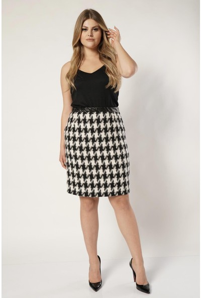 Nelly Kadın Büyük Beden Ekose Desenli Etek