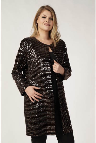 Nelly Büyük Beden Uzun Payetli Ceket Nelly Büyük Beden Uzun Payetli Ceket