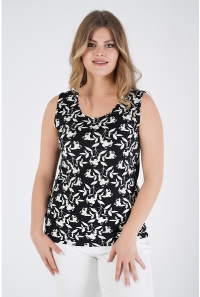 Nelly Büyük Beden Ön Desenli Kolsuz Bluz