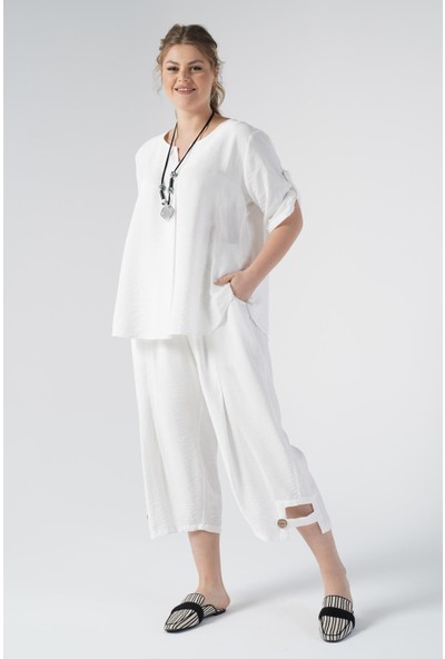 Nelly Büyük Beden Havuz Yaka Önü Pileli Bluz