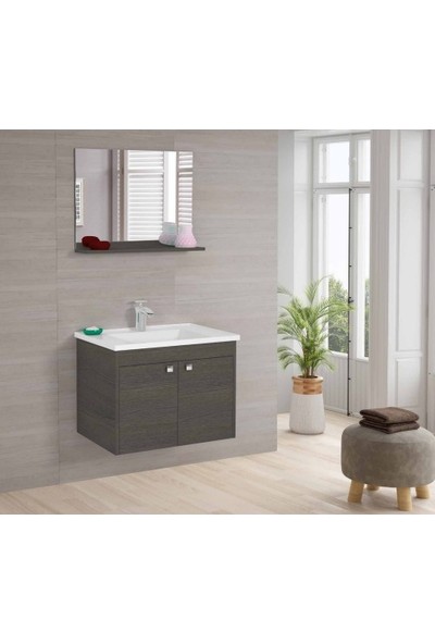 Linda 75 Antrasit Meşe (75*52) Banyo Takım Dolabı