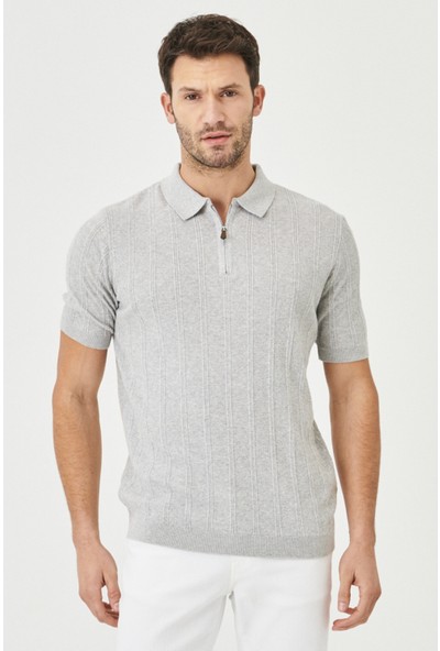 Altınyıldız Classıcs Erkek Gri Melanj Standart Fit Polo Yaka %100 Pamuk Çizgili Triko Tişört Altınyıldız Classıcs Erkek Gri Melanj Standart Fit Polo Yaka %100 Pamuk Çizgili Triko Tişört