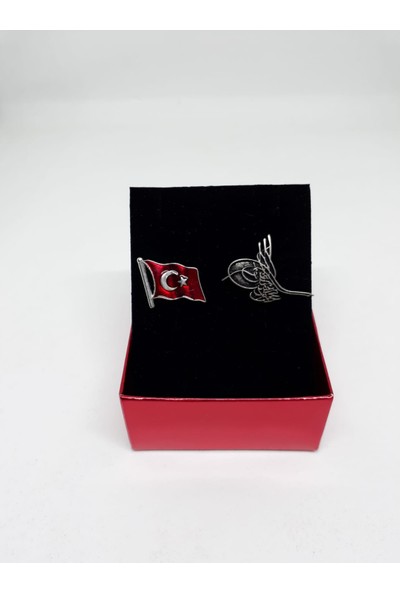 Asperas Grup Ikili Dalgalı Türk Bayrağı ve Osmanlı Tuğrası Yaka Rozeti Asperas Grup Ikili Dalgalı Türk Bayrağı ve Osmanlı Tuğrası Yaka Rozeti