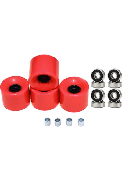 Homyl Longboard Kaykay Tekerlekleri 78A Rulmanlar ve Paspayı Kırmızı Siyah Kapak