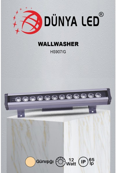 Dünya Led HS.907-G 12X1W Wallwasher Dış Mekan Su Geçirmez LED Aydınlatması IP65 Yüksek Lümen Günışığı Dünya Led HS.907-G 12X1W Wallwasher Dış Mekan Su Geçirmez LED Aydınlatması IP65 Yüksek Lümen Günışığı