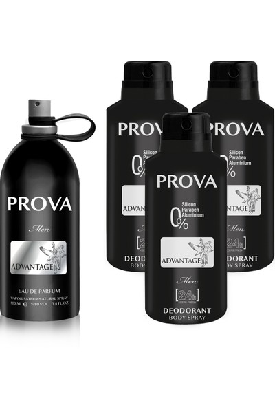 Prova Advantage Edp Erkek Parfüm 120 ml ve Deodorant 150 ml 3 Adet Prova Advantage Edp Erkek Parfüm 120 ml ve Deodorant 150 ml 3 Adet