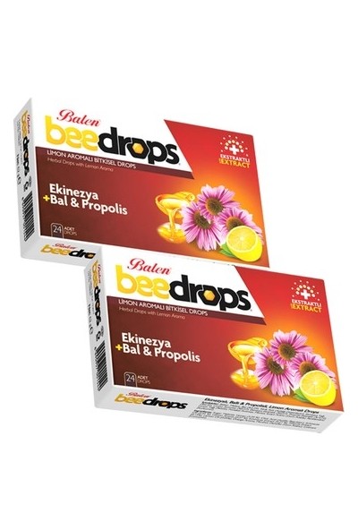 Balen 2'li Beedrops Ekinezyalı Ballı Propolisli Limon Aromalı Drops 24 Adet Boğaz Pastili Balen 2'li Beedrops Ekinezyalı Ballı Propolisli Limon Aromalı Drops 24 Adet Boğaz Pastili
