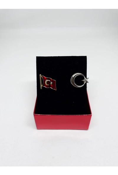 Asperas Grup Ikili Dalgalı Türk Bayrağı ve Ay Yıldız Yaka Rozeti