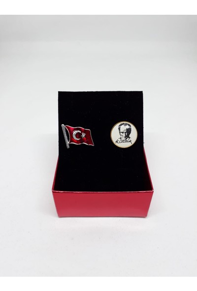 Asperas Grup Ikili Dalgalı Türk Bayrağı ve Atatürk Yaka Rozeti