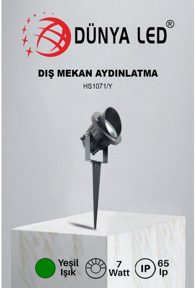 Dünya Led HS.1071/Y 5W Cobled Solar Bahçe Armatürü Işık Rengi Yeşil IP65 Su Geçirmez Uzun Ömür Dünya Led HS.1071/Y 5W Cobled Solar Bahçe Armatürü Işık Rengi Yeşil IP65 Su Geçirmez Uzun Ömür