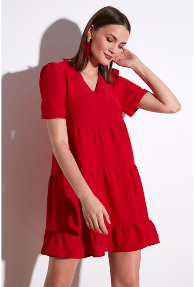 Lela V Yaka Geniş Kesim Kısa Kol Mini Elbise Bayan Elbise 6053632 Lela V Yaka Geniş Kesim Kısa Kol Mini Elbise Bayan Elbise 6053632