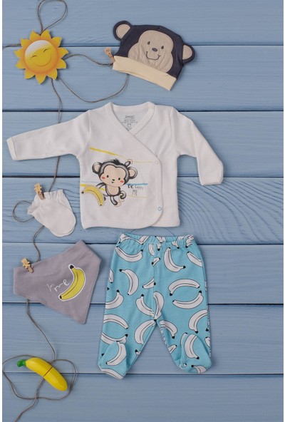 Baby2go 5-083- Erkek Bebek Maymuş 5'li Zıbın Set Mavi Baby2go 5-083- Erkek Bebek Maymuş 5'li Zıbın Set Mavi