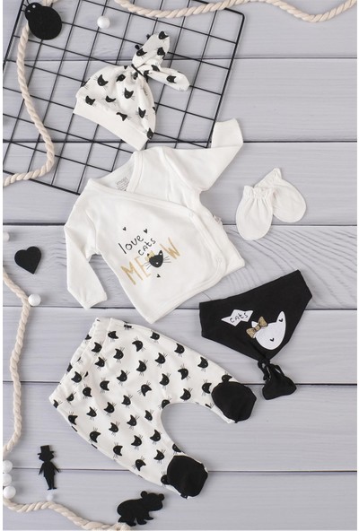 Baby2go 5-047 Kız Bebek Pisi 5 Li Takım Beyaz