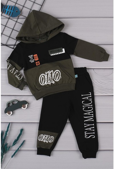 Baby2go 21453- Erkek Bebek Kapşonlu Takım Haki