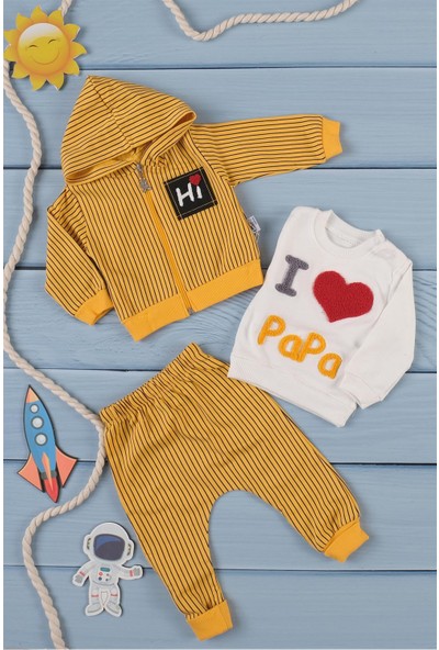 Baby2go 533 Erkek Bebek Çizgili Takım Sarı