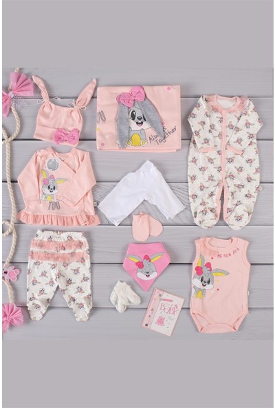 Baby2go 1-043 Kız Bebek Bunny 10'lu Zıbın Set Somon Baby2go 1-043 Kız Bebek Bunny 10'lu Zıbın Set Somon