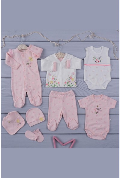 Baby2go 1843- Kız Bebek Çiçekli 8'li Zıbın Set Pembe Baby2go 1843- Kız Bebek Çiçekli 8'li Zıbın Set Pembe
