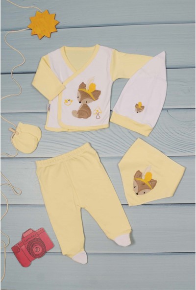 Baby2go 1174- Erkek Bebek Tilki 5li Zıbın Set Sarı Baby2go 1174- Erkek Bebek Tilki 5li Zıbın Set Sarı