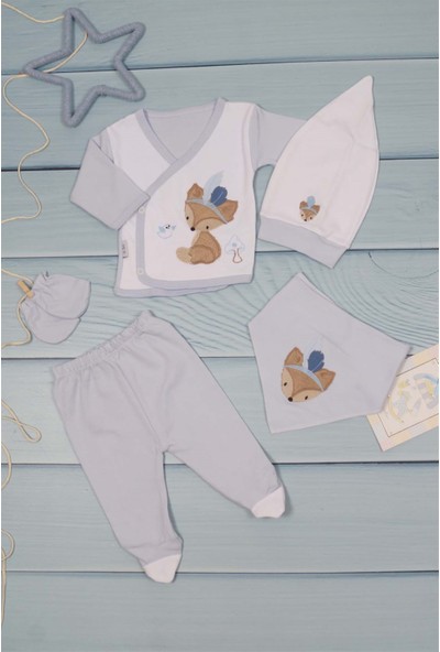 Baby2go 1174- Erkek Bebek Tilki 5li Zıbın Set Mavi Baby2go 1174- Erkek Bebek Tilki 5li Zıbın Set Mavi