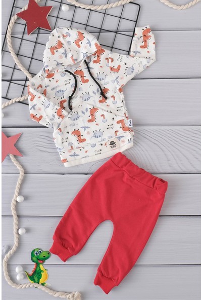 Baby2go 10098 Erkek Bebek Dino Baskılı Takım Kırmızı Baby2go 10098 Erkek Bebek Dino Baskılı Takım Kırmızı