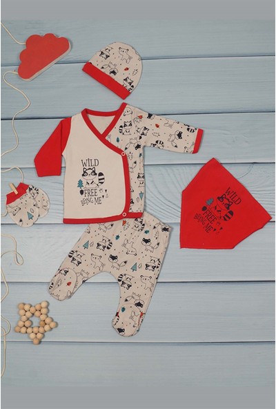 Baby2go 1189- Erkek Bebek Kedili 5li Zıbın Set Kırmızı Baby2go 1189- Erkek Bebek Kedili 5li Zıbın Set Kırmızı