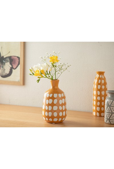 English Home Big Dots Vazo 11.5X11.5X19.8 cm Koyu Gri English Home Big Dots Vazo 11.5X11.5X19.8 cm Koyu Gri