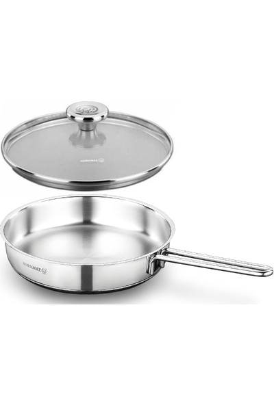Korkmaz Perla 24 cm Cam Kapaklı Çelik Tava
