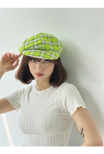 Retrobird Ekoseli Retro Model Şapka Kadın Yeşil Retrobird Ekoseli Retro Model Şapka Kadın Yeşil