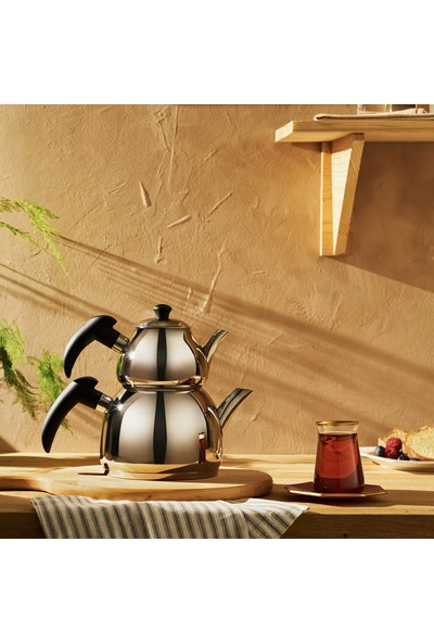 Emsan Helis Mini Siyah Çaydanlık Takımı