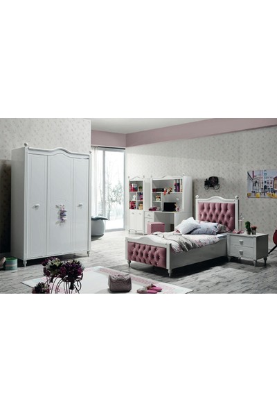 Bubu Home Palperla Genç Odası Takımı ( Dolap + Karyola + Komodin + Çalışma Masası + Kitaplık )