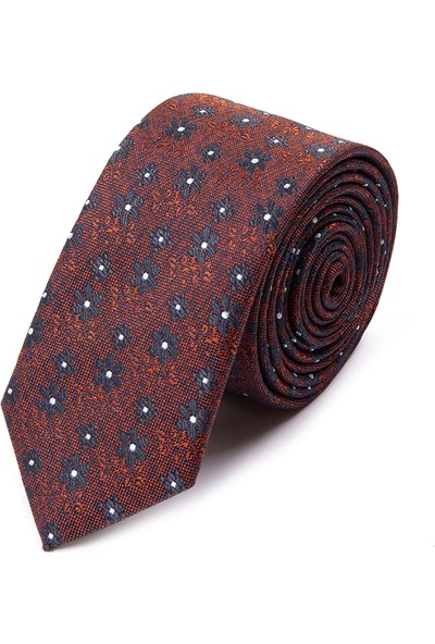 Hatemoğlu Turuncu Desenli Kravat