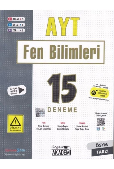 Üçgen Akademi Ayt Fen Bilimleri 15 Li Deneme Sınavı
