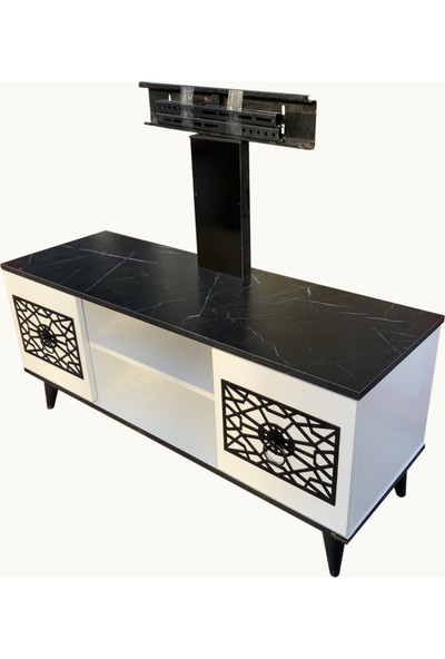 Evim-E Aksesuar 110 cm 30 Derece Dönebilen Yükseklik Ayarlı Aparatlı(Askılı) Tv Sehpası