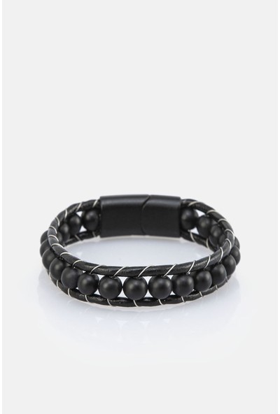 AVVA Erkek Siyah 3'lü Taşlı Bileklik A21Y9638