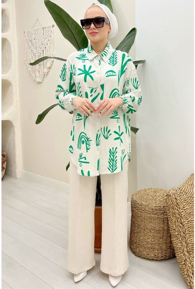 Moda Willow Kadın Tesettür Desenli Keten Ikili Takım - MW5420