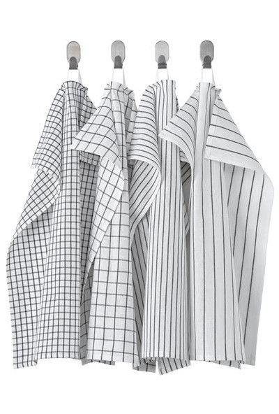 IKEA 4lü Mutfak El Havlusu Ikea Beyaz-Gri Pamuk 45X60 cm 4ADET Kurulama Bezi IKEA 4lü Mutfak El Havlusu Ikea Beyaz-Gri Pamuk 45X60 cm 4ADET Kurulama Bezi