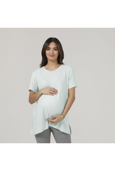 Baby Mom Bisiklet Yaka Rahat Kalıp Modal Pamuklu Hamile Tshirt Baby Mom Bisiklet Yaka Rahat Kalıp Modal Pamuklu Hamile Tshirt