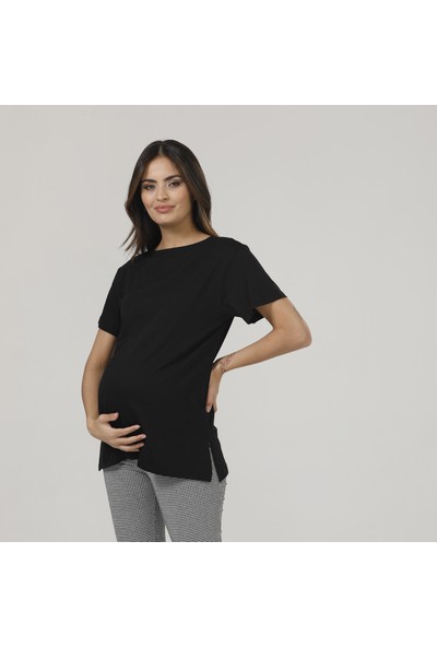 Baby Mom Bisiklet Yaka Rahat Kalıp Modal Pamuklu Hamile Tshirt Baby Mom Bisiklet Yaka Rahat Kalıp Modal Pamuklu Hamile Tshirt