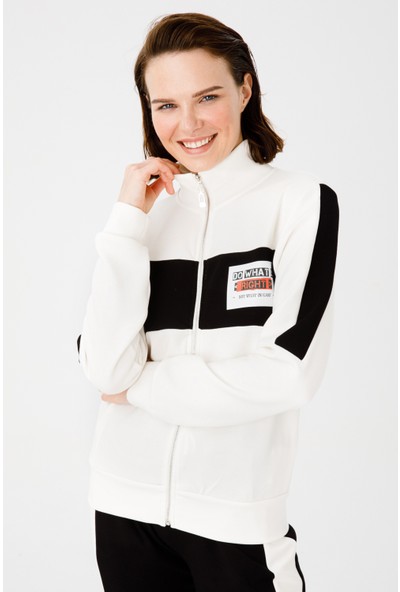 On Dik Yaka Fermuarlı Eşofman Üstü