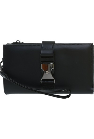 Fabrika Siyah Kadın Kapaklı Cüzdan - Pepper-Fond