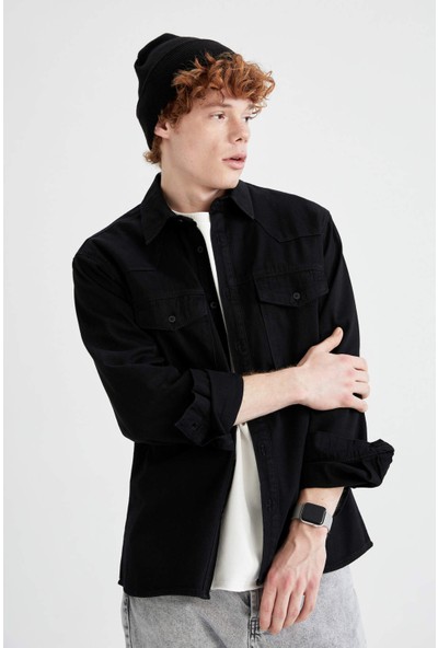 DeFacto Slim Fit Basic Uzun Kollu Jean Gömlek W9927AZ22SP DeFacto Slim Fit Basic Uzun Kollu Jean Gömlek W9927AZ22SP