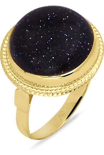 Aslı Gold Altın 14 Ayar Nostalji Simli Taşlı Yüzük (YZK0222)