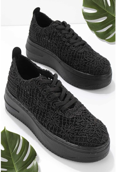 Siyah Örgü Kadın Casual Ayakkabı K018360005