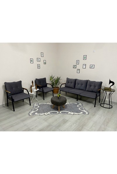 Ufuk Home Aşkın Balkon Bahçe Mobilyası 3 1 1 Antrasit Takım