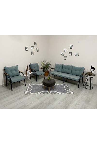 Ufuk Home Aşkın Balkon Bahçe Mobilyası 3 1 1 Su Yeşili Takım